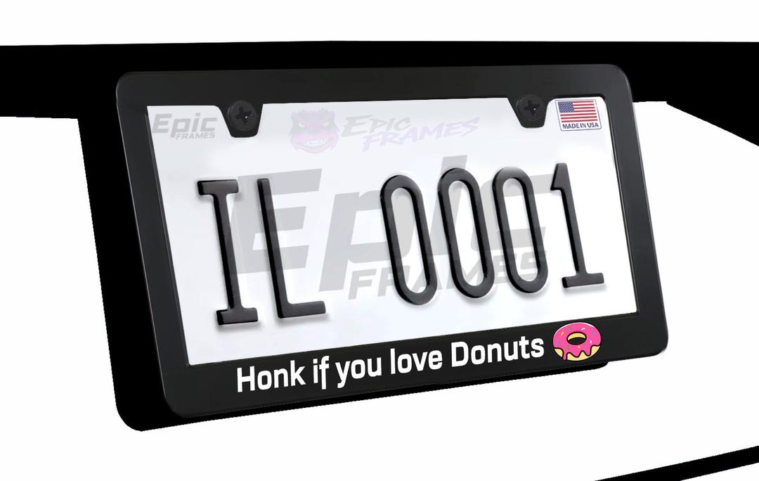 Honk If You Love Donuts License Plate Frame Holder Premium Black Metal ...