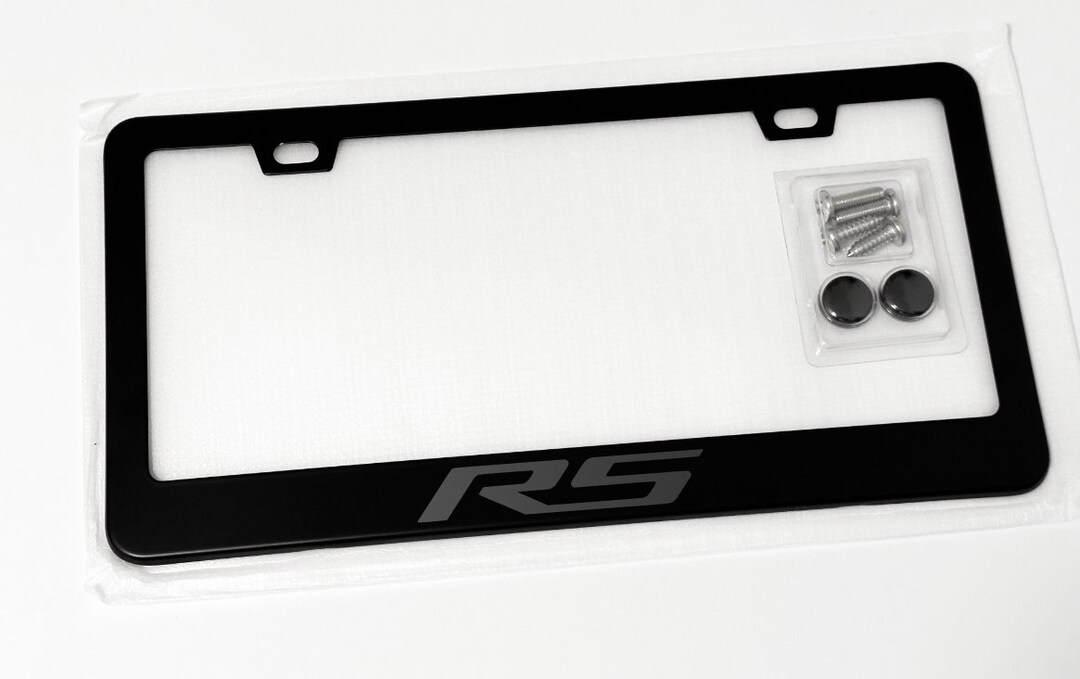 Black on Black Camaro RS Black Metal License Plate Frame Tag Cover With ...
