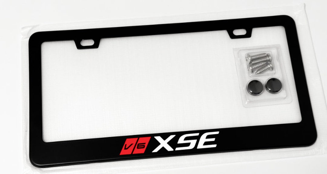 Reflective XSE Camry V6 License Plate Frame Tag Cover Black Metal ...