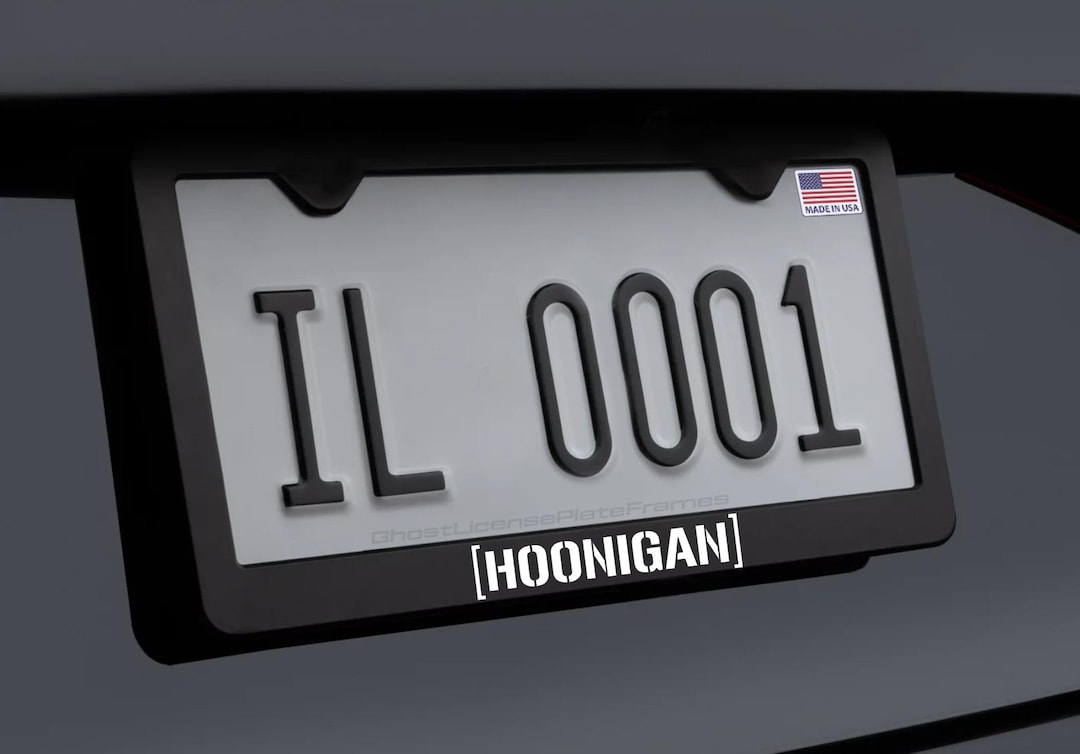 White Hoonigan License Plate Frame Premium Stainless Steel Black Metal ...