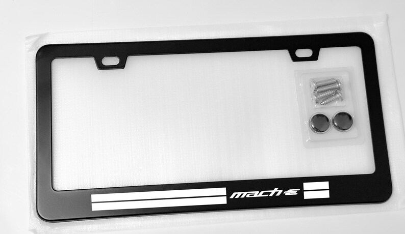 Mustang Mach E / GT EV Racing Style Stripes License Plate Frame | White ...