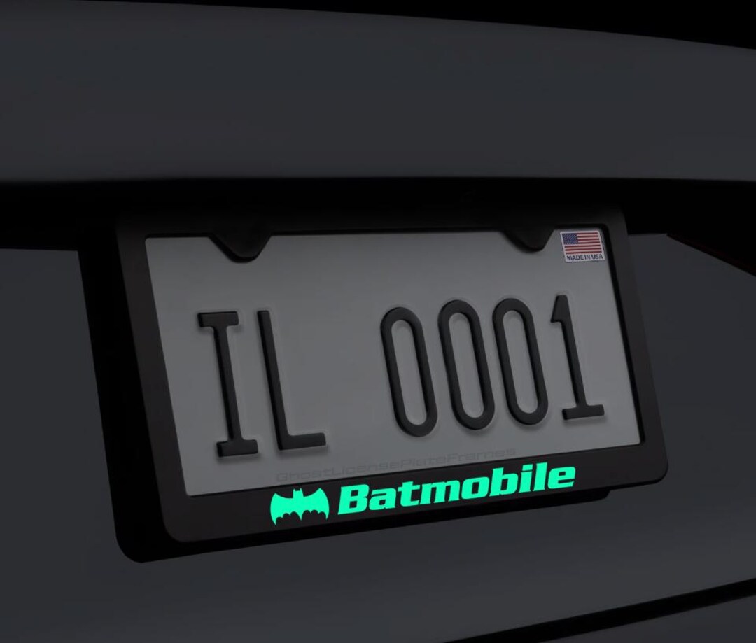 Glowing Batmobile License Plate Frame Black Metal tag W/ Screws - Etsy
