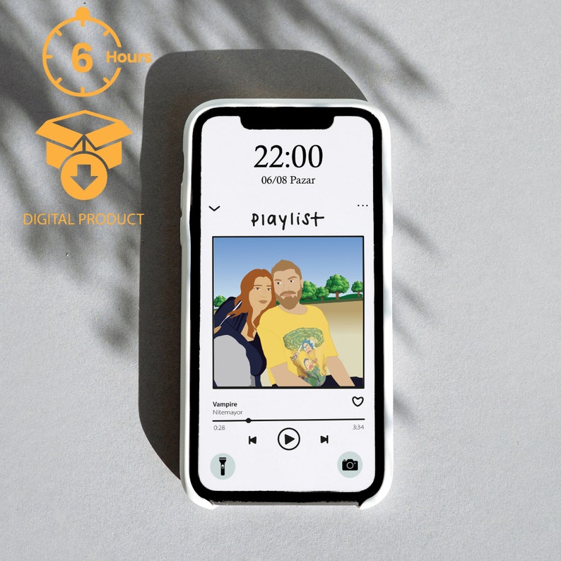 Spotify Themed Drawing, Birthday Faceless Portrait, Custom Illustration ...