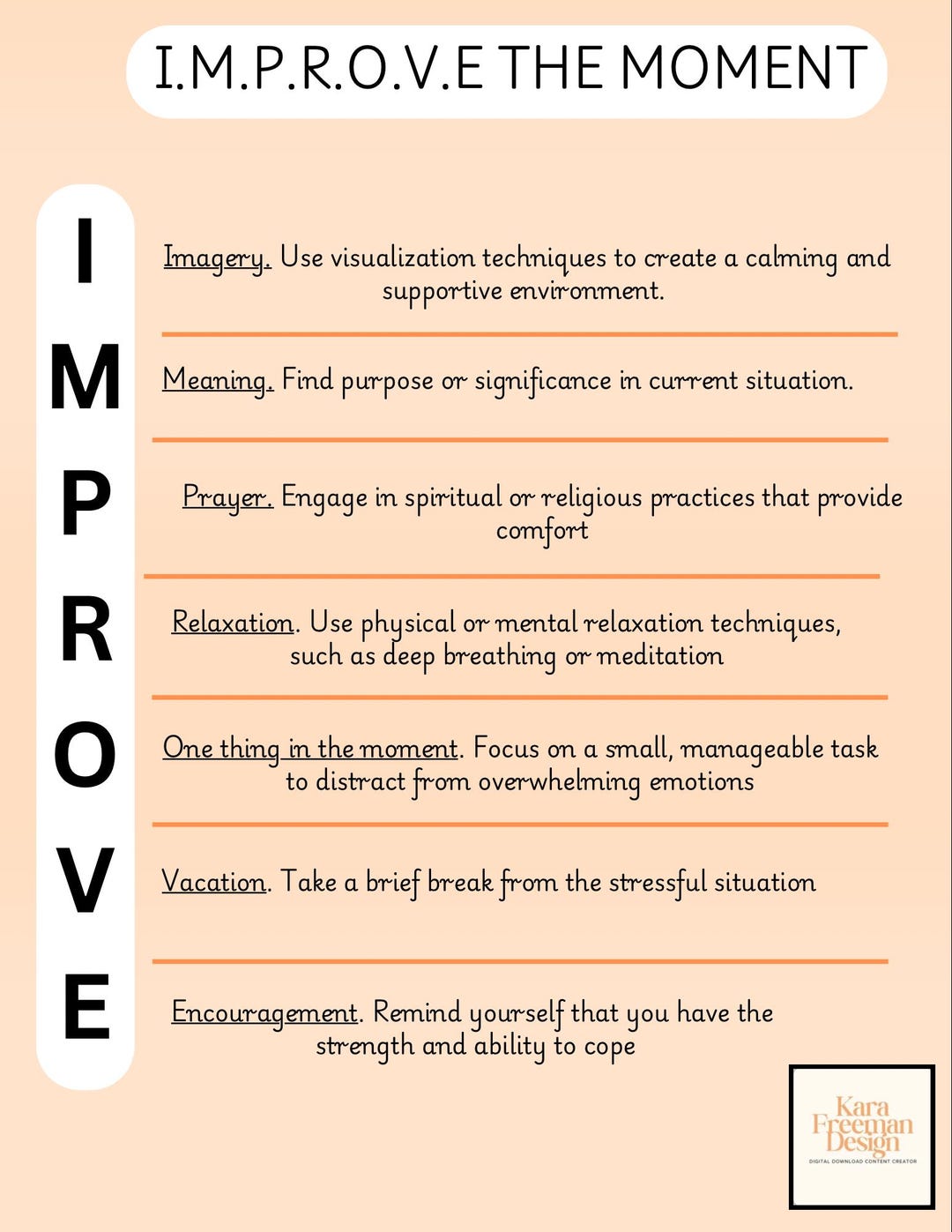 Improve the Moment | DBT | Distress Tolerance Skill - Etsy