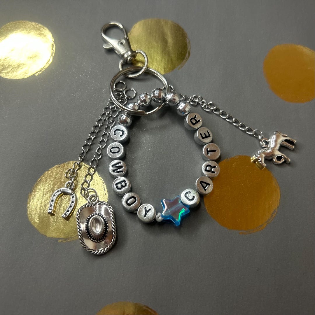 Bey Cowboy Carter Silver Charm Key Chain Key Ring Bag Charm - Etsy