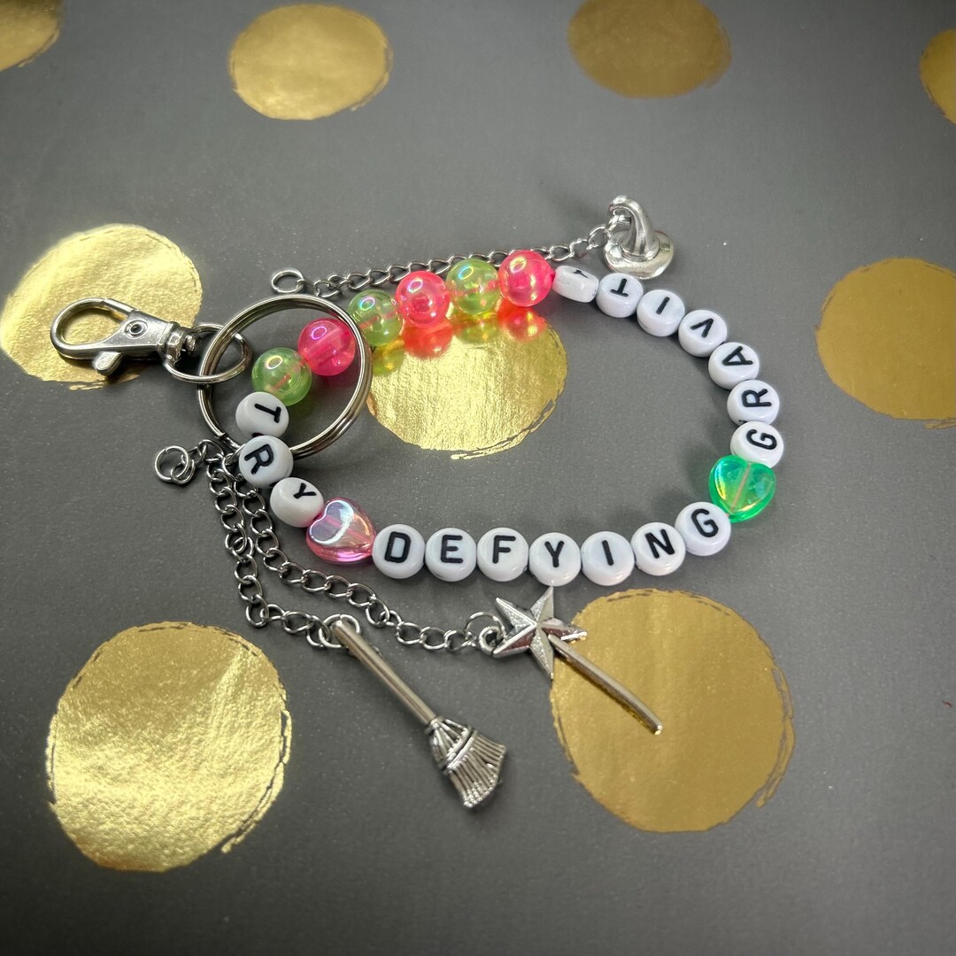 Wicked Try Defying Gravity Key Ring/chain With Wand, Witches Hat or ...
