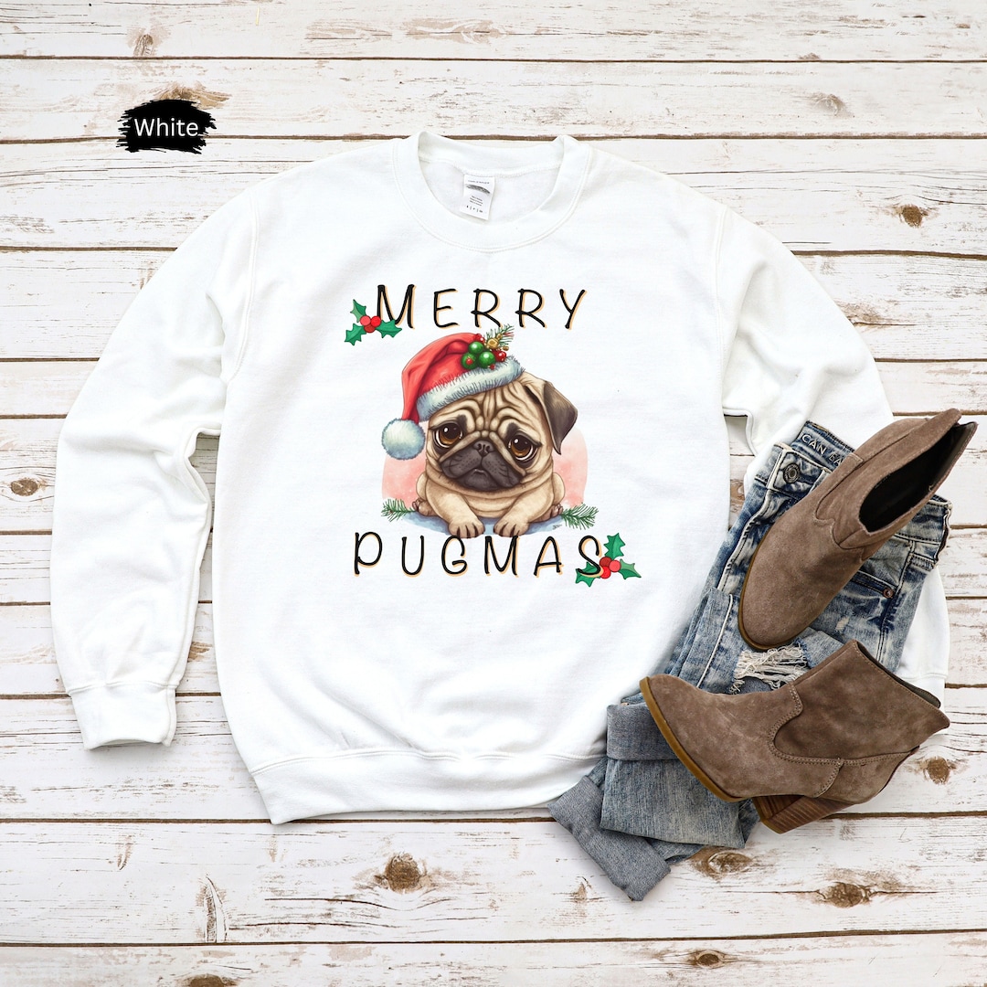 Pug Christmas Sweatshirt, Dog Mom Shirt, Dog Lover Sweatshirt, Pug ...