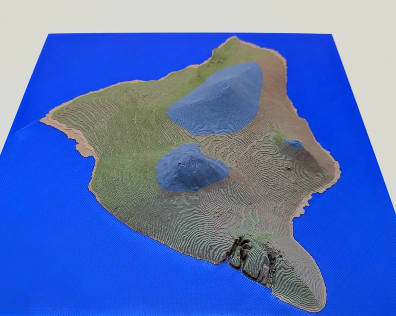 Hawaii big Island 3D Color Topographical Map - Etsy