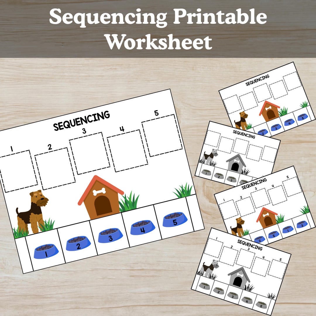 Sequencing Worksheet 1-5 Pre-k and Kindergarten - Cut and Paste - Dog ...