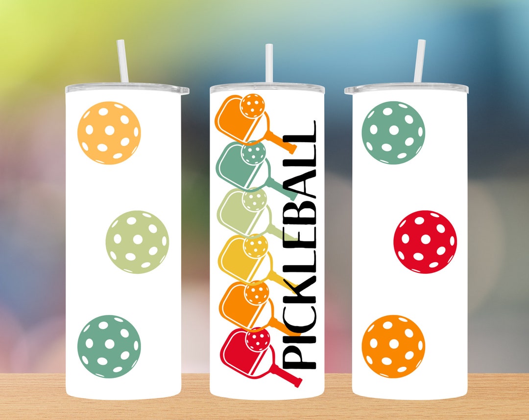 Retro Pickleball 20 Oz Skinny Tumbler Sublimation Design Digital ...
