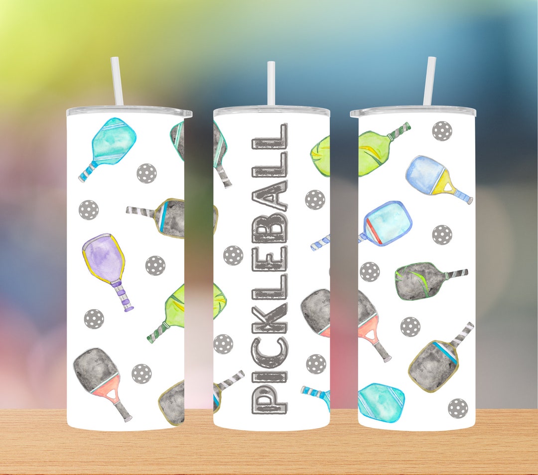 Watercolor Pickleball 20 Oz Skinny Tumbler Sublimation Design Digital ...