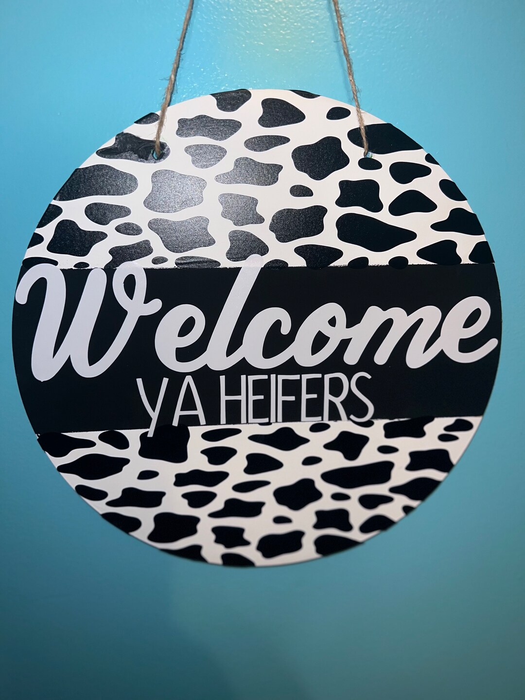 Cow Print Door Sign - Etsy