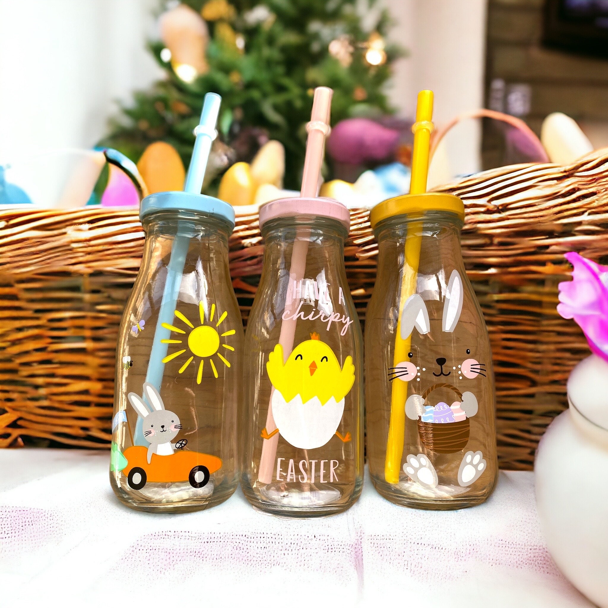 Easter Milk Bottle Personalised Kids Bottle With Straw | Easter Bunny ...