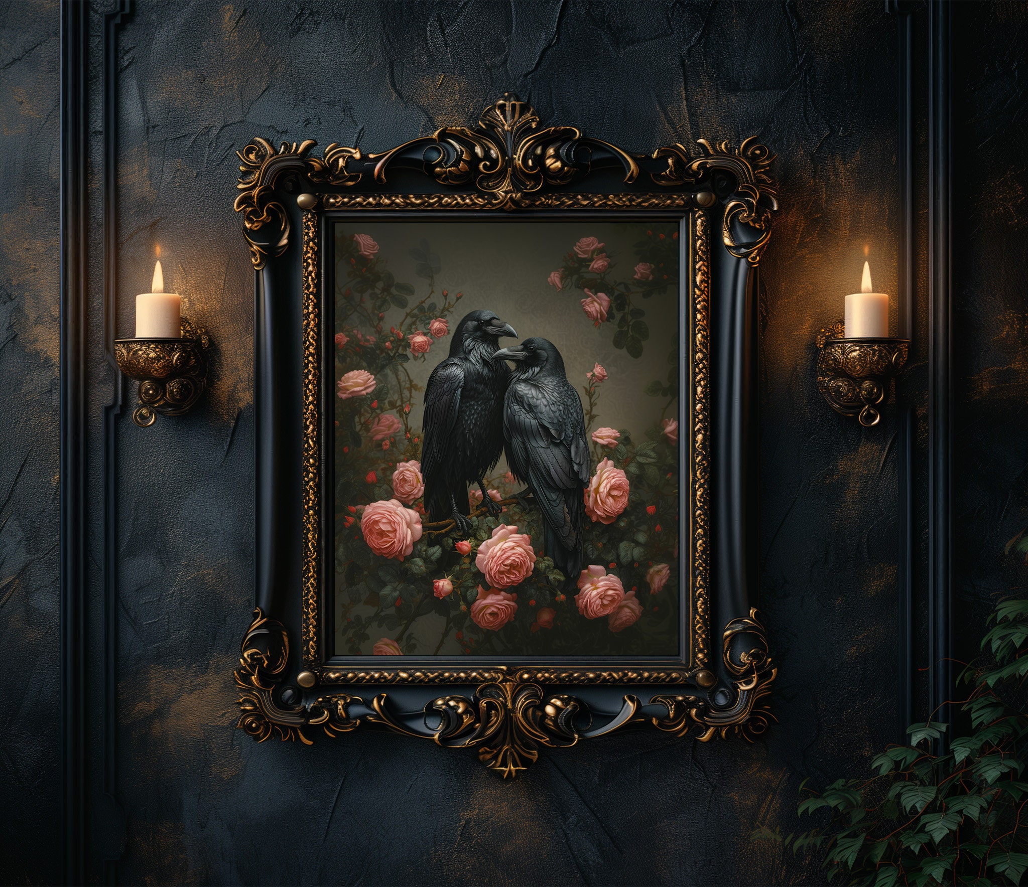 Raven Canvas Print, Crow Art Print, Raven Art, Valentines Gothic Decor ...