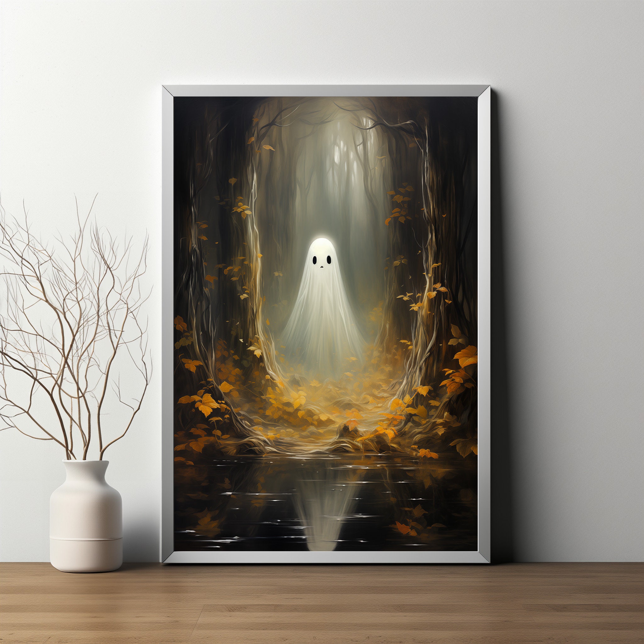 Ghost Poster, Ghost in the Forest, Cute Ghost Poster, Wall Art ...