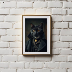 Black Cat Poster, Cat in Gothic Dress, Victorian Cat, Black Cat Artwork ...