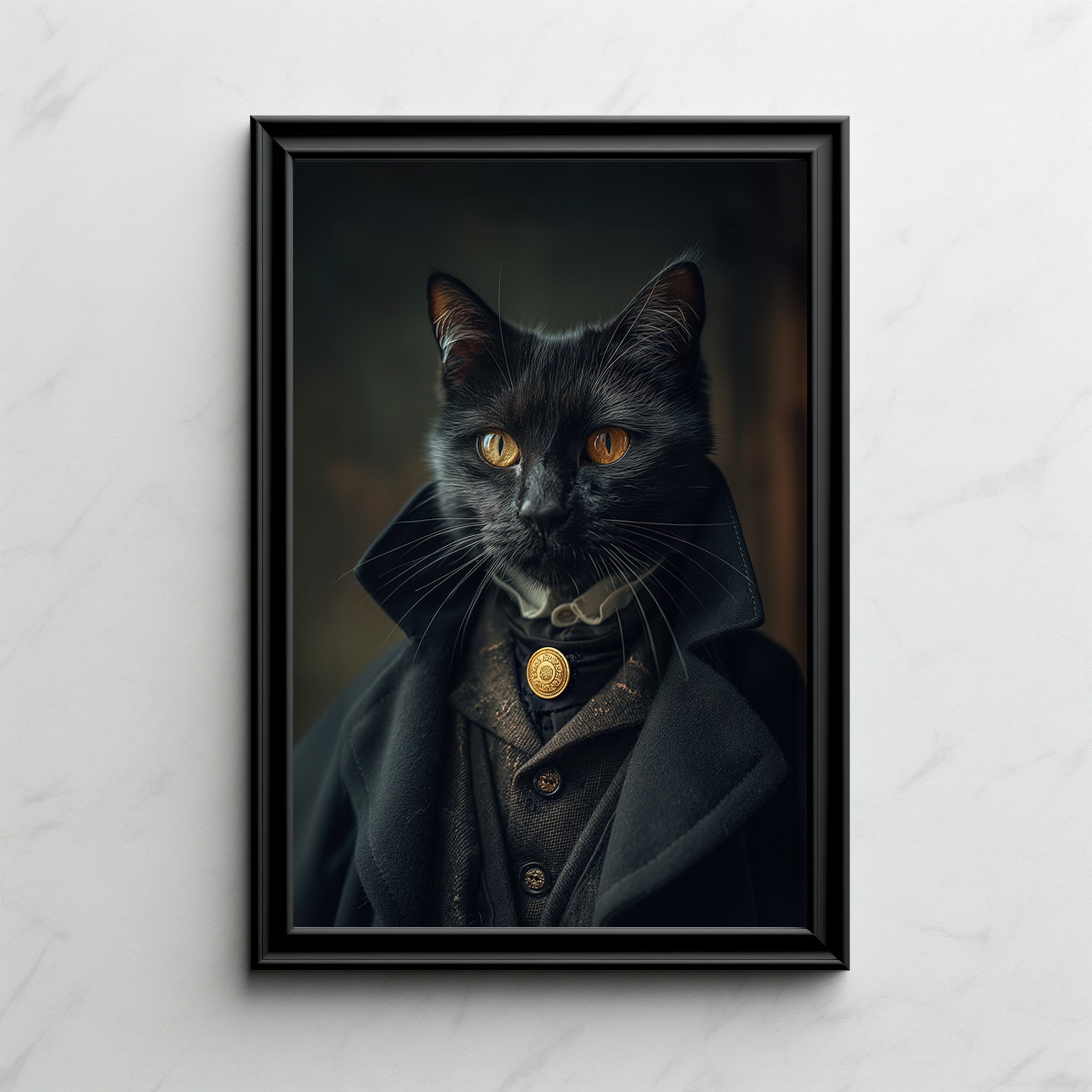 Black Cat Poster, Cat in Gothic Dress, Victorian Cat, Black Cat Artwork ...