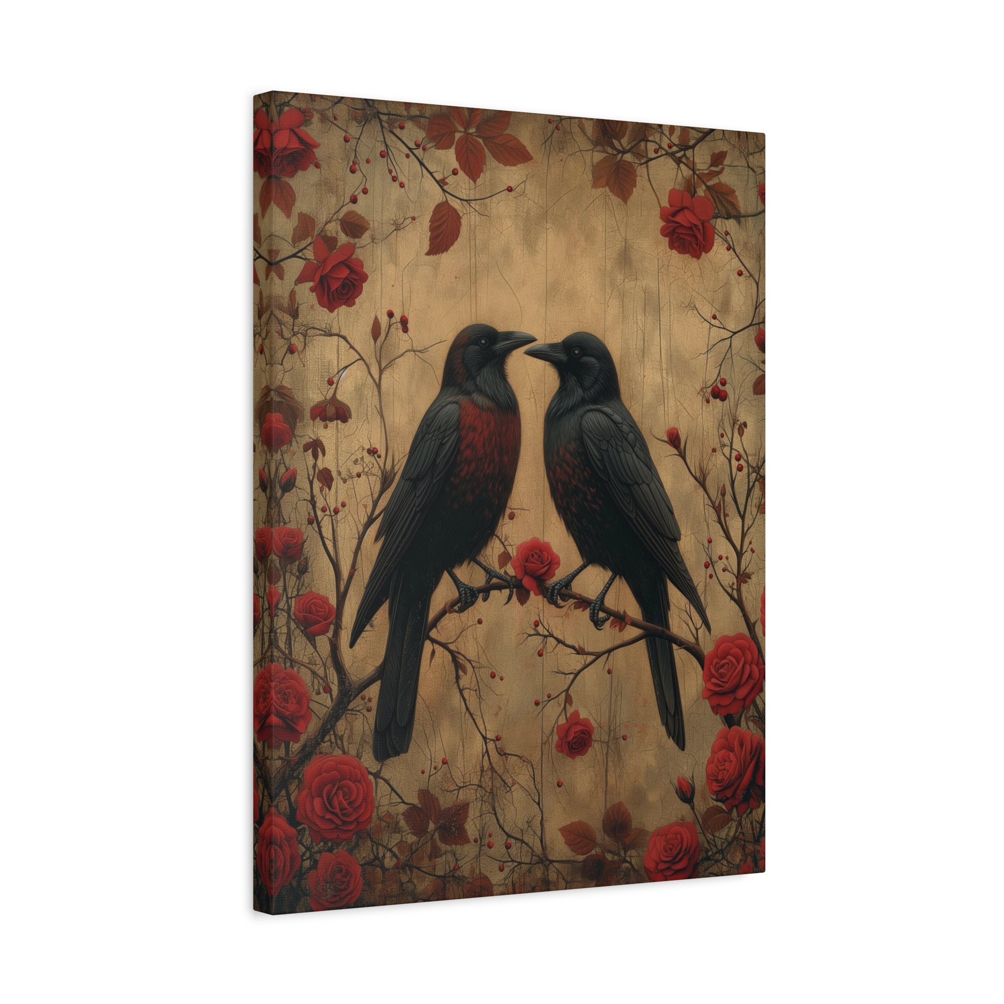Raven Art Print, Canvas Print, Gothic Romantic Raven Couple, Ravens ...