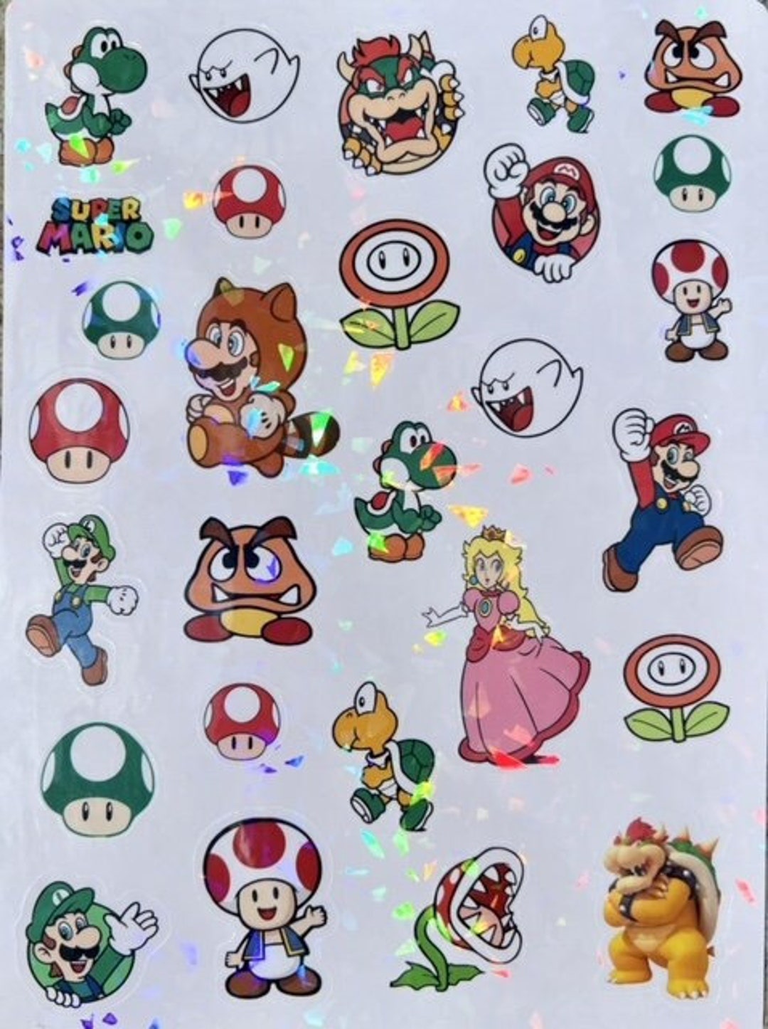 Super Mario Bro Stickers Holographic Waterproof Vinyl - Etsy