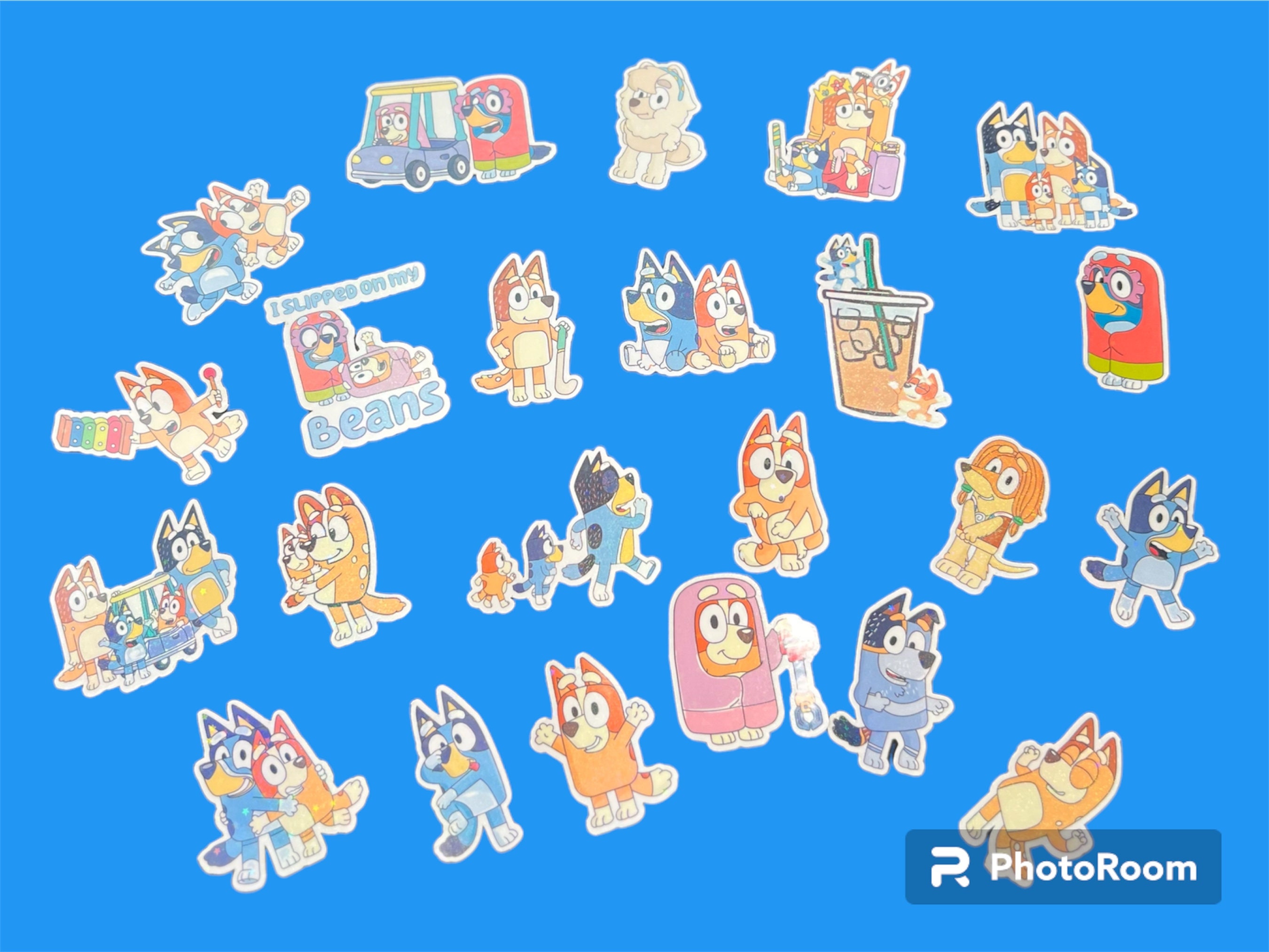 BLUEY STICKERS Holographic Water Resistant Vinyl Laminate 23 Popped Out ...
