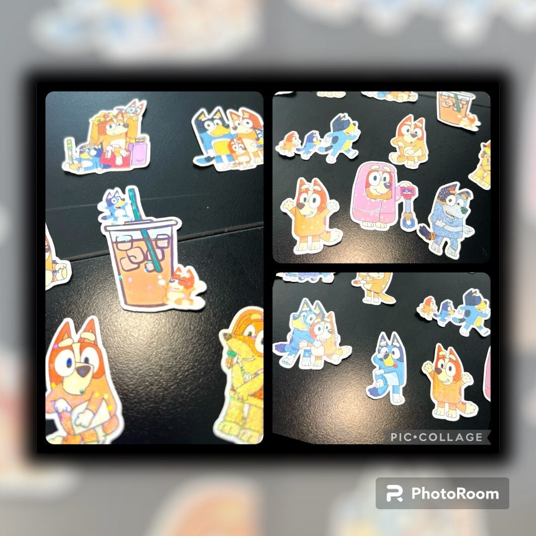 BLUEY STICKERS Holographic Water Resistant Vinyl Laminate 23 Popped Out ...