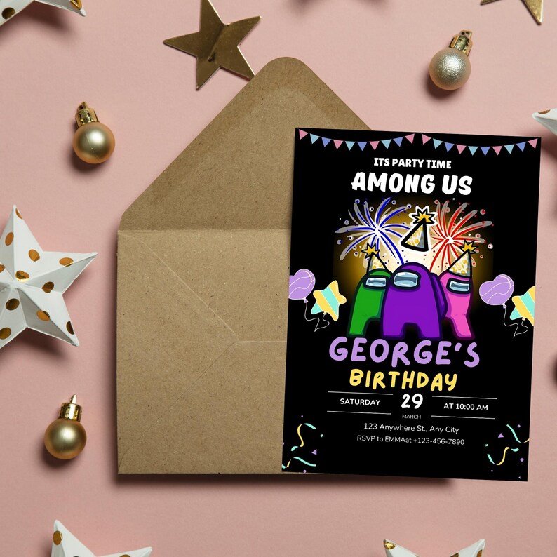 Among Us Invitation Birthday Invitation, Kids Birthday Invitation ...