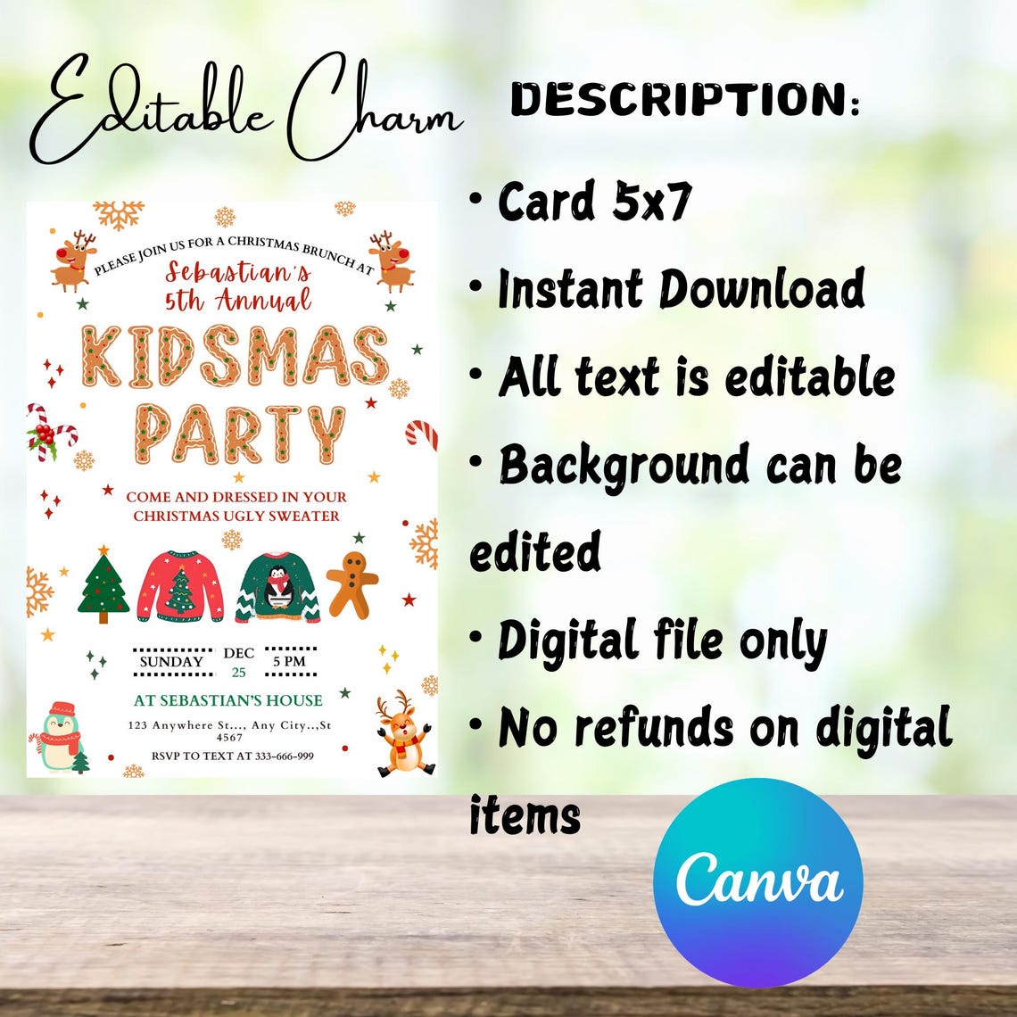 Kidsmas Christmas Invitation, Kids Holiday Party Invitation, Children's ...