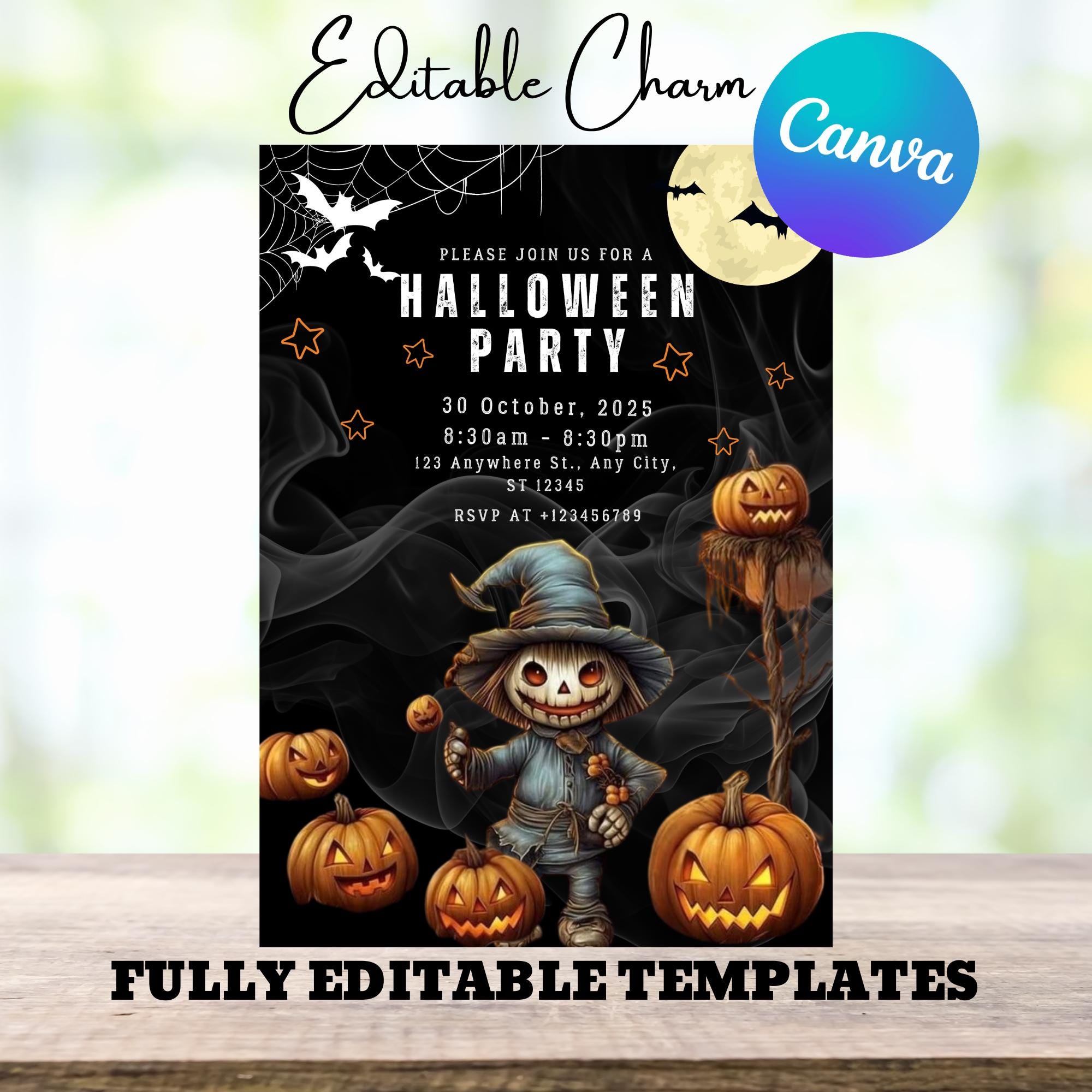 Editable Halloween Ghost Party Invitation, Halloween Birthday ...