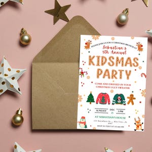 Kidsmas Christmas Invitation, Kids Holiday Party Invitation, Children's ...