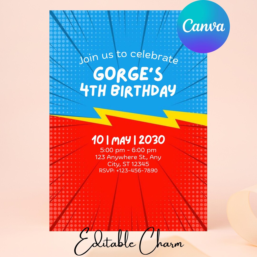 Editable Custom Spider Man Invitation, Boys Birthday Party Digital ...