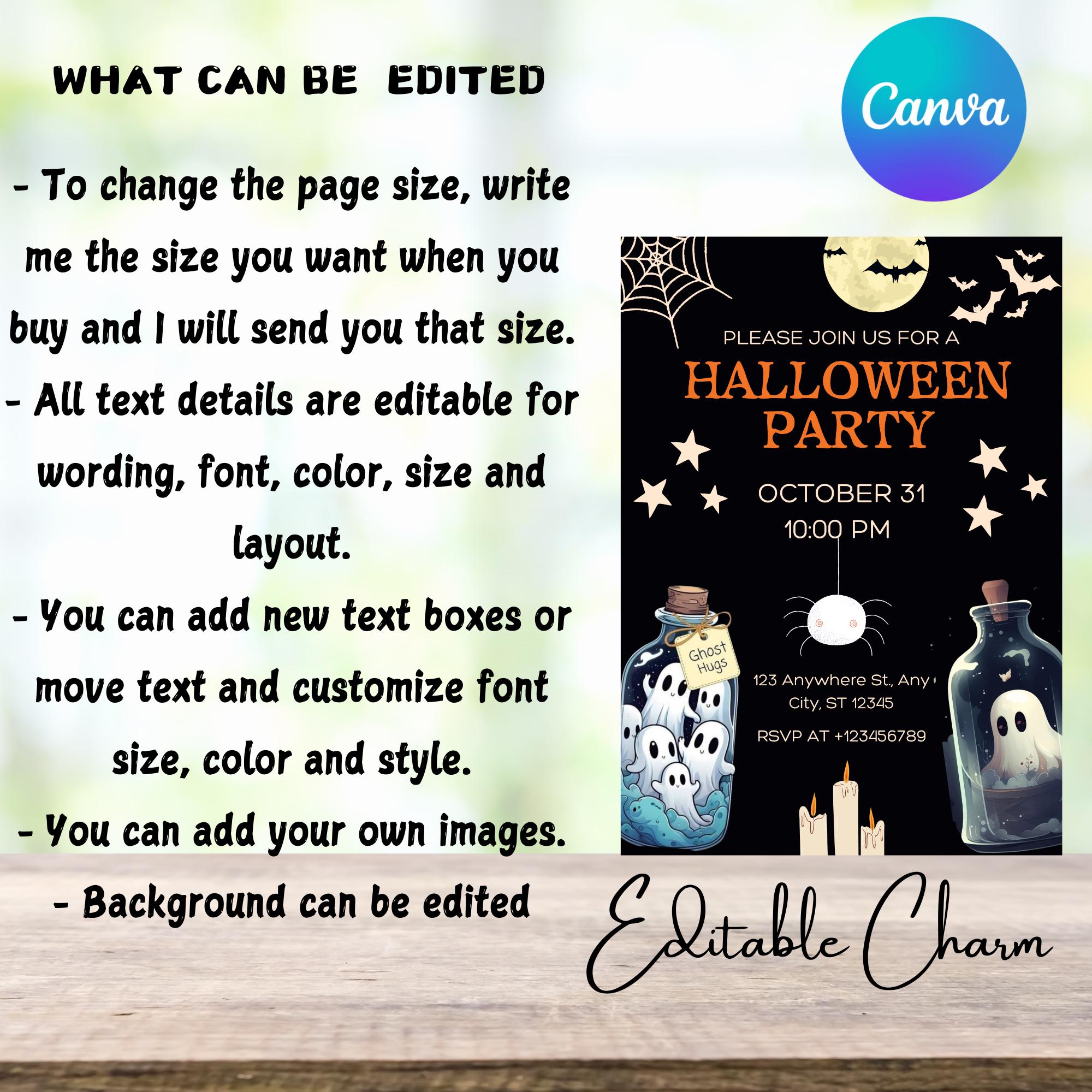 Editable Halloween Invitation Template, Spooktacular Halloween Invites, Printable Halloween ...