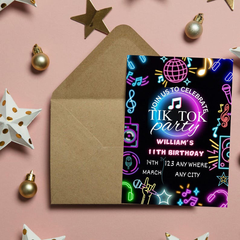 Tiktok Birthday Invitation, Tik Tok Invite, Printable Editable Party ...