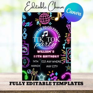 Tiktok Birthday Invitation, Tik Tok Invite, Printable Editable Party ...