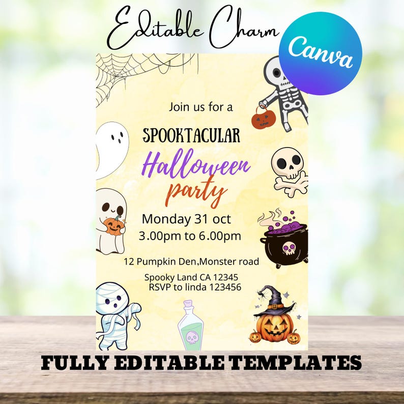 Editable Spooky Birthday Invitation Template Girl Halloween Birthday ...