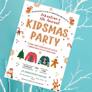 Kidsmas Christmas Invitation, Kids Holiday Party Invitation, Children's ...