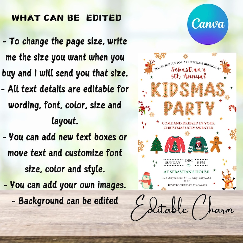 Kidsmas Christmas Invitation, Kids Holiday Party Invitation, Children's ...