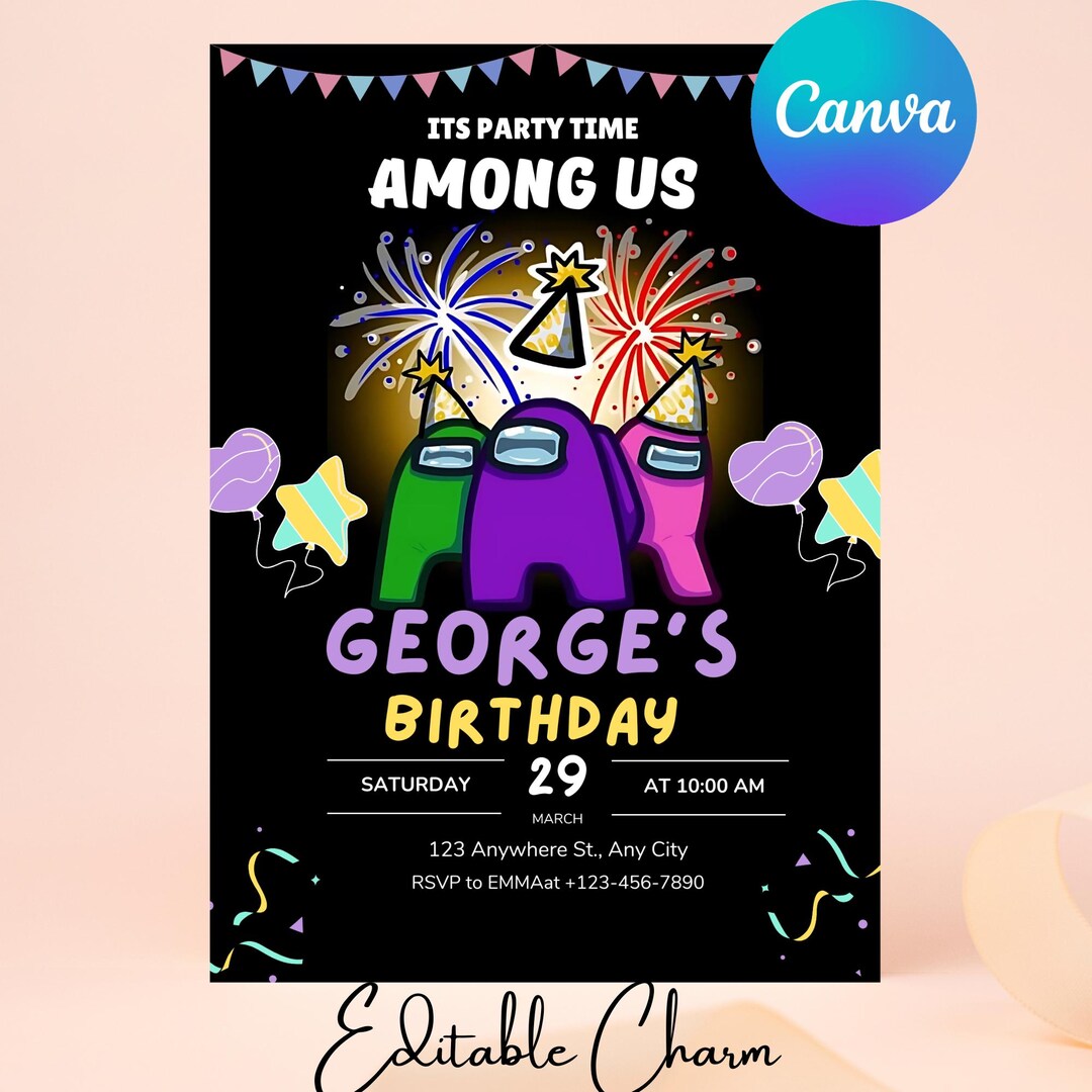 Among Us Invitation Birthday Invitation, Kids Birthday Invitation ...