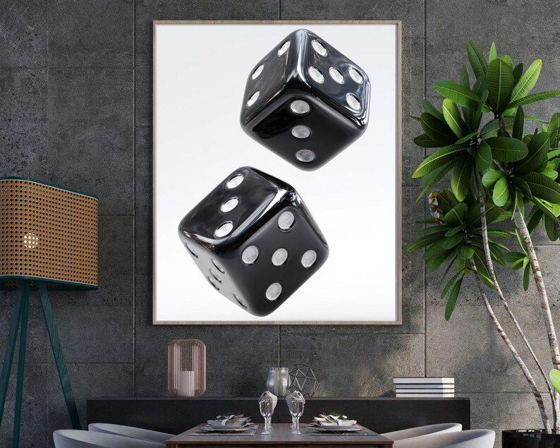 Lucky Me Dice Art Print, Retro Poster, Trendy Wall Art, Black Dice ...