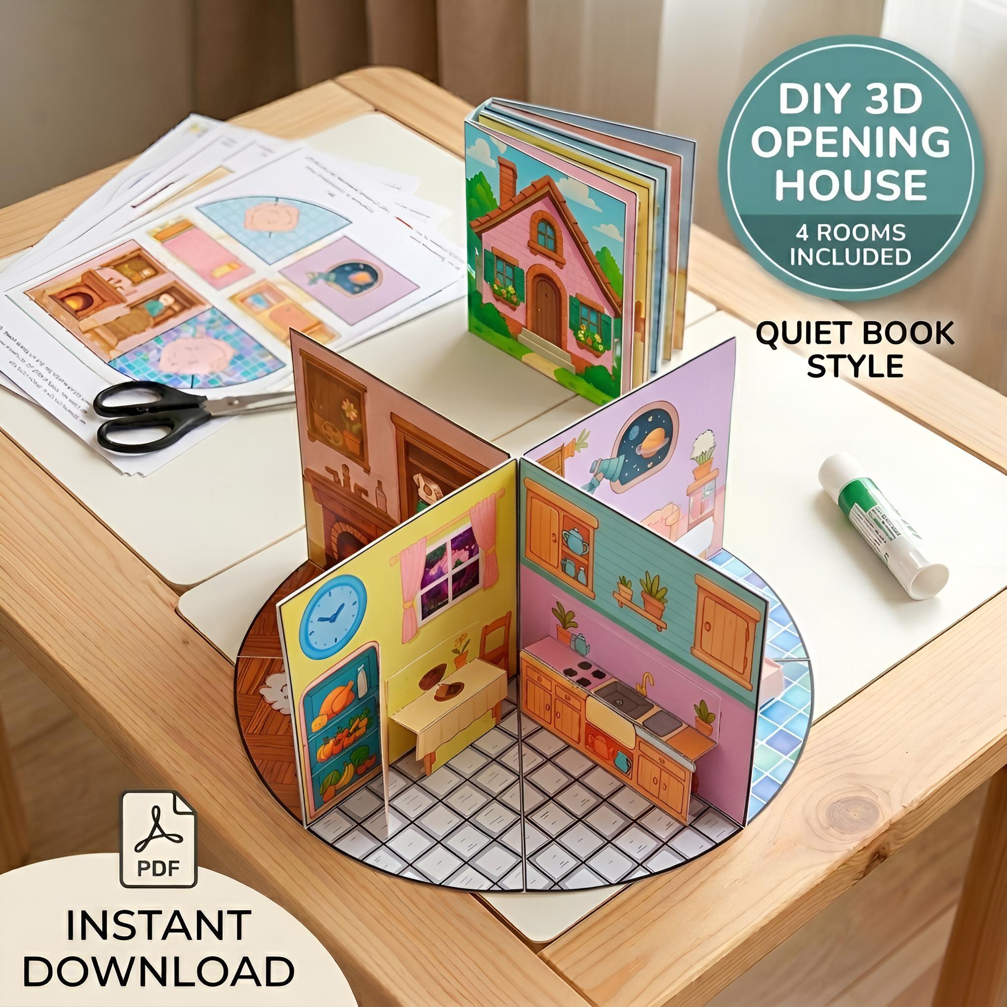 DIY Printable Paper Dollhouse Kit | 3D Cut & Build Playhouse (digital ...