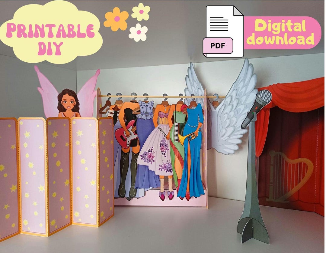 Printable Paper Doll Game Set - Musician Costumes and Accessories for ...