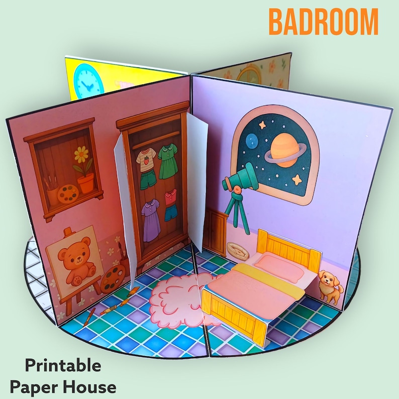 DIY Printable Paper Dollhouse Kit | 3D Cut & Build Playhouse (digital ...