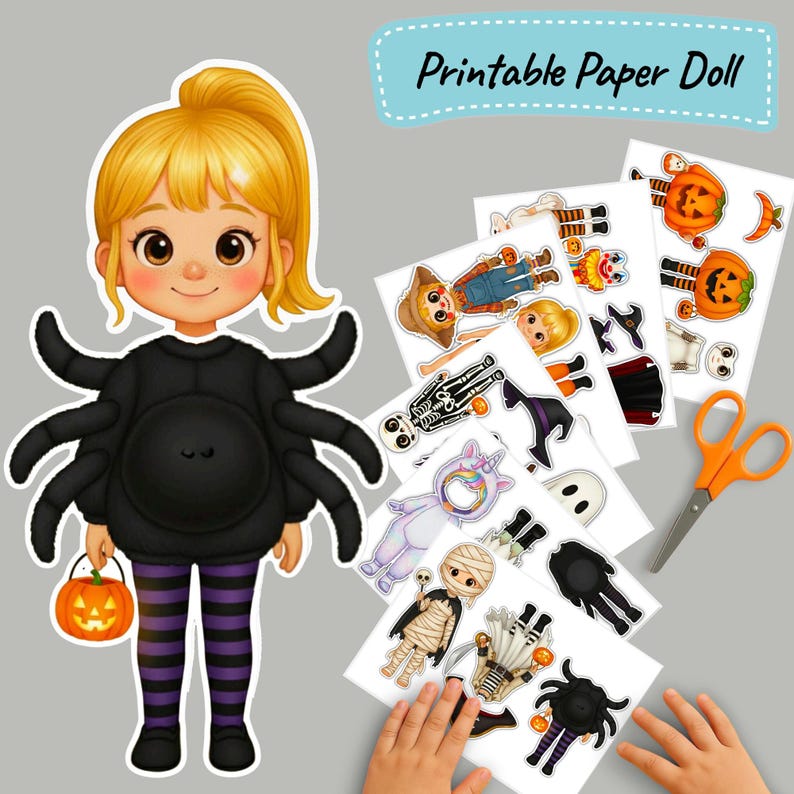 Halloween Paper Doll Set: 1 Doll, 20 Costumes (A4 PDF Digital Download ...