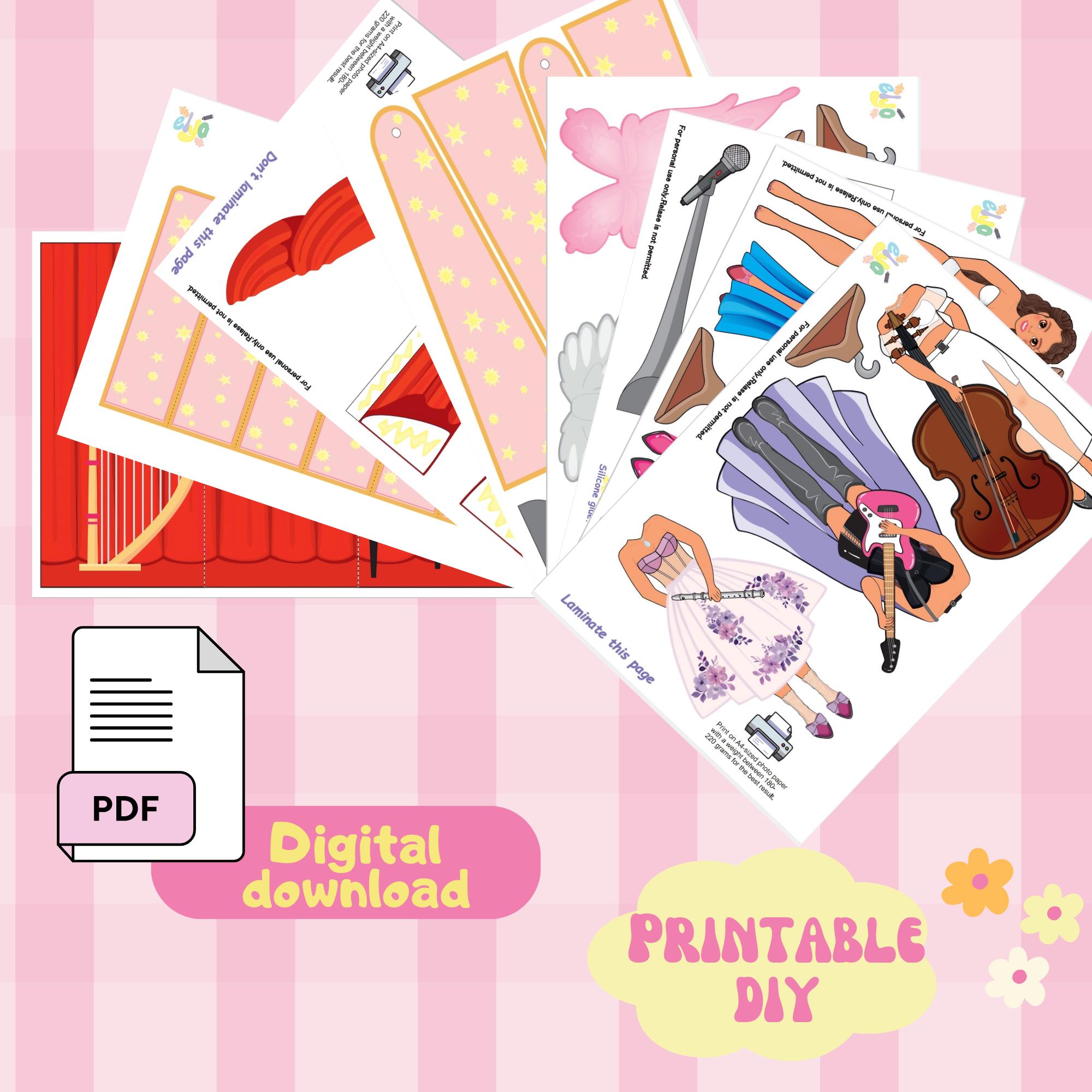 Printable Paper Doll Game Set - Musician Costumes and Accessories for ...