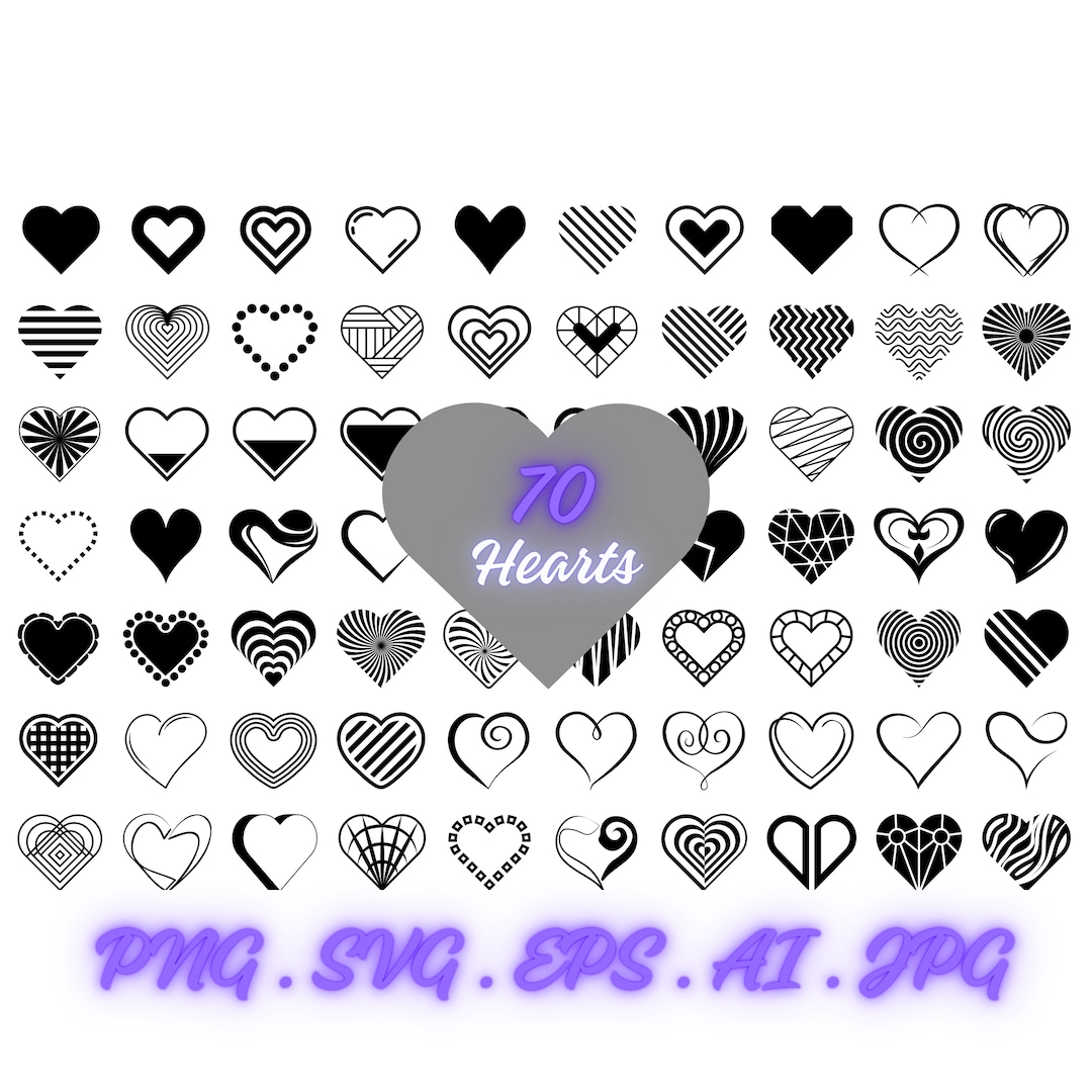 Hearts Svg Bundle, Heart Outline Svg, Heart Cut Files, Heart Clipart ...