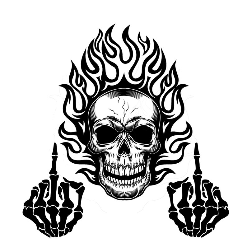 Skull Middle Finger Svg Png , Skull Svg ,silhouette, Skeleton Svg ...