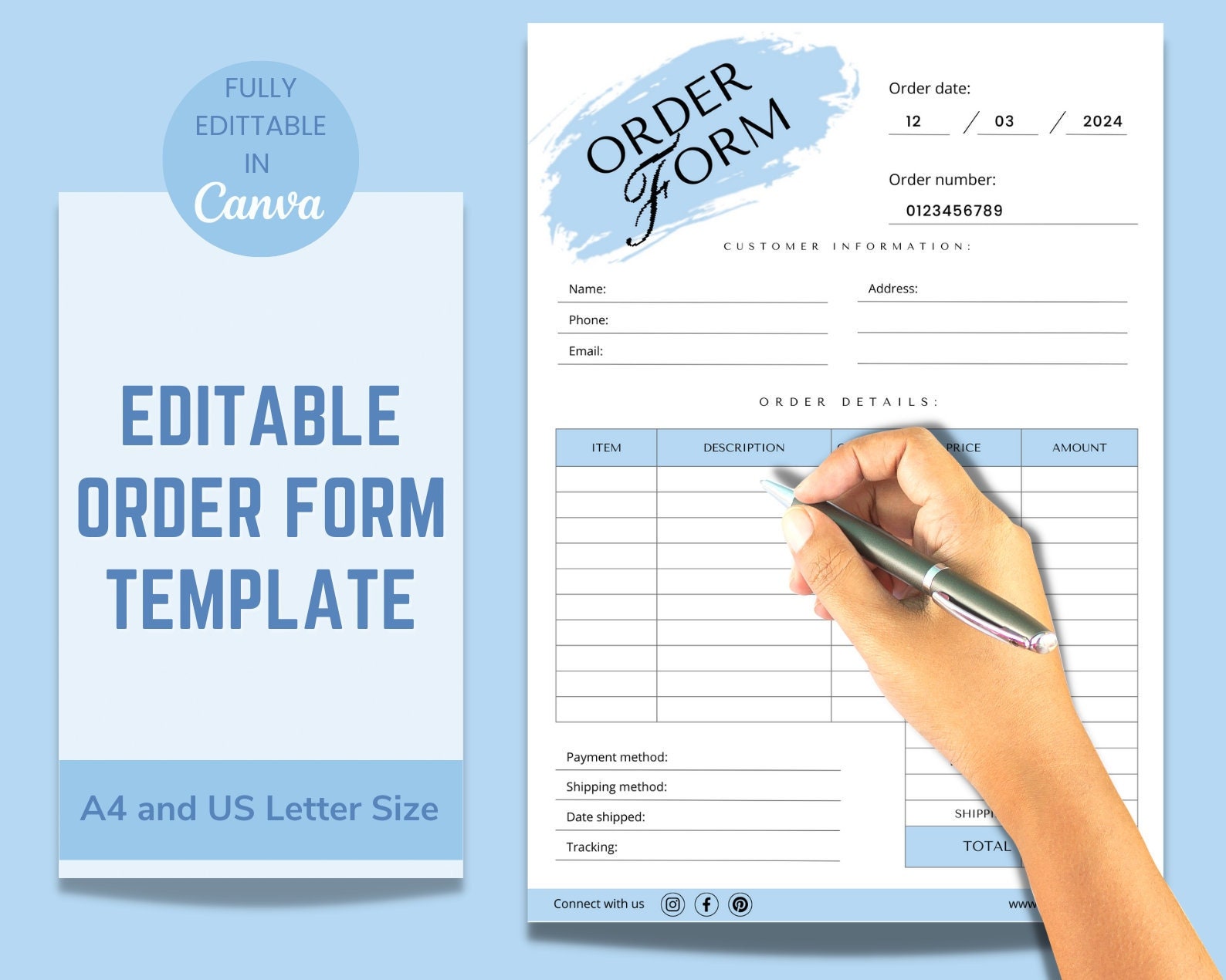 Custom Order Form Template Purchase Order Form Template Order Form ...