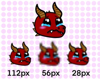Red Dragon Sad Emote Cute Twitch Discord Icons Kawaii Chibi Gamer ...
