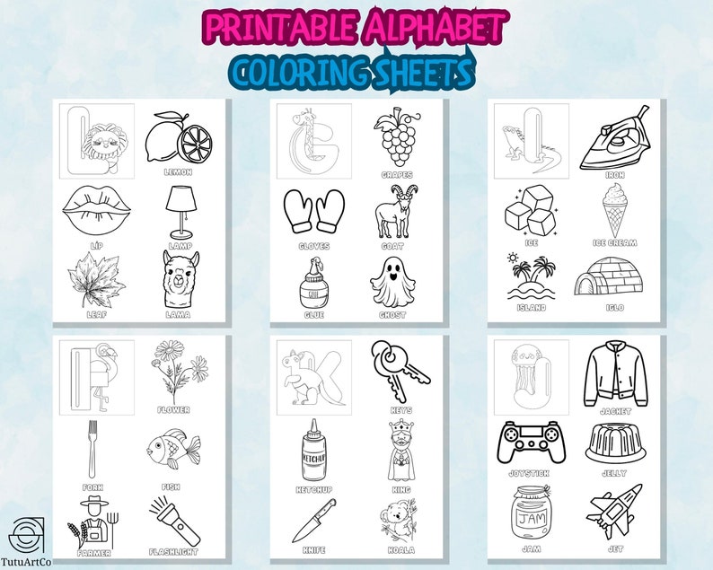 Alphabet Coloring Book Alphabet Coloring Pages Printable or - Etsy
