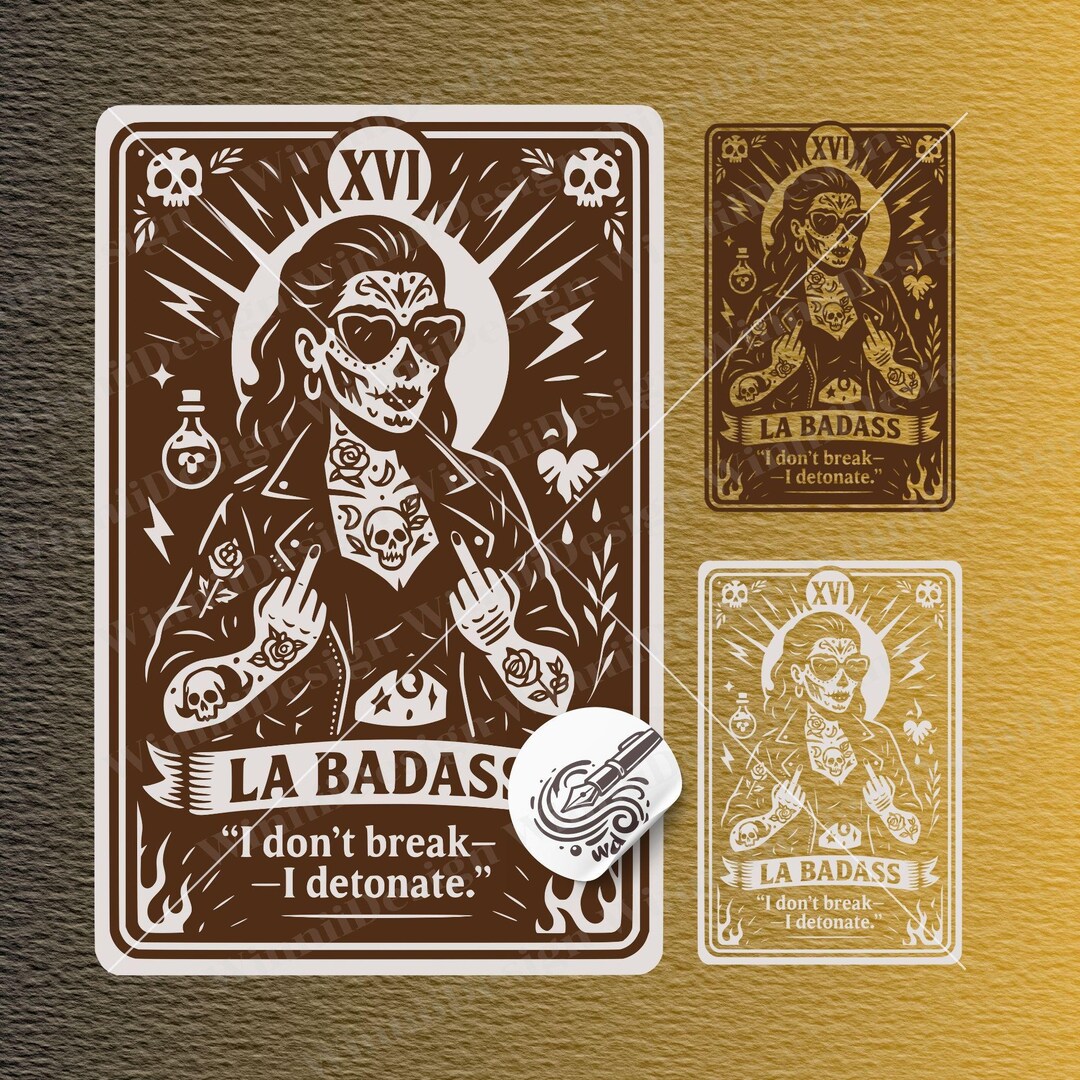 La Badass Tarot Card Illustrative SVG Cut File, Day of the Dead ...
