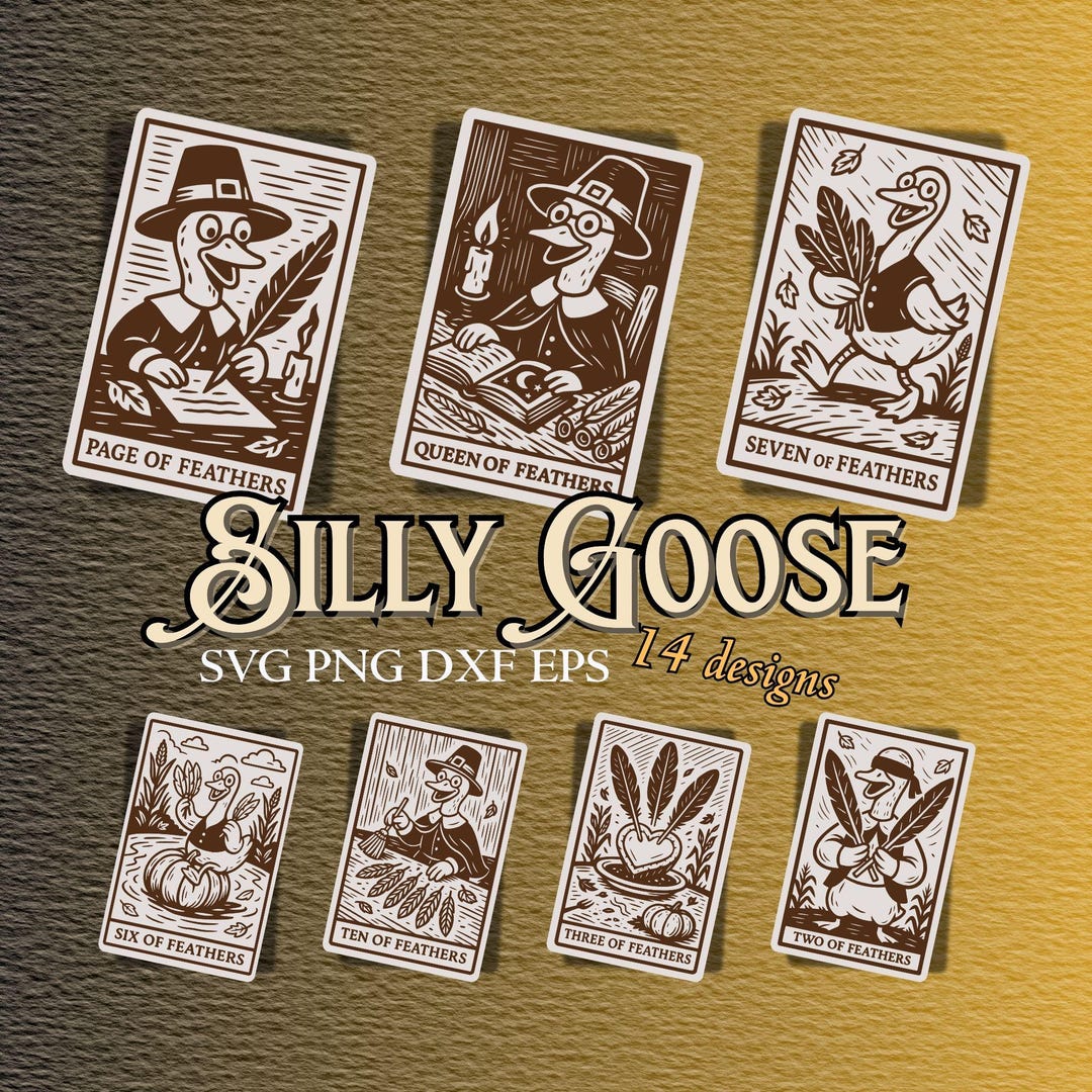 Funny Silly Goose Thanksgiving Tarot Cards Deck SVG Bundle – Minor ...
